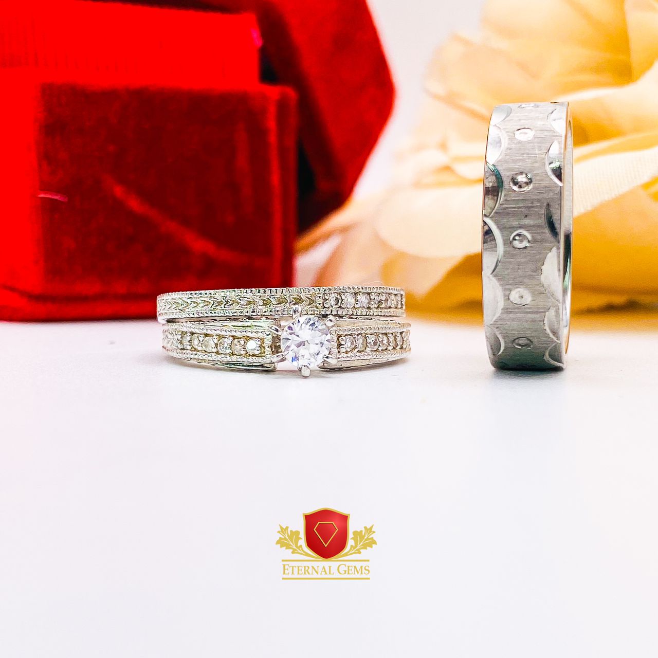 sterling silver wedding set is the best ring set – Eternal Gems